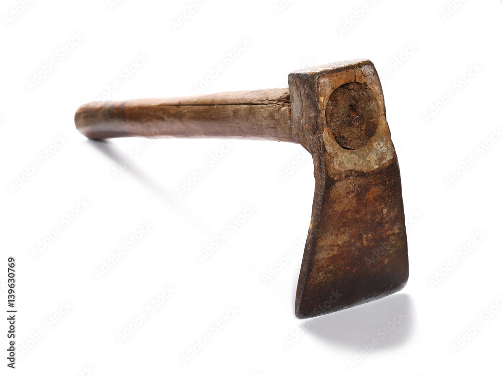 old rusty mason hammer isolated on white Stock-Foto | Adobe Stock