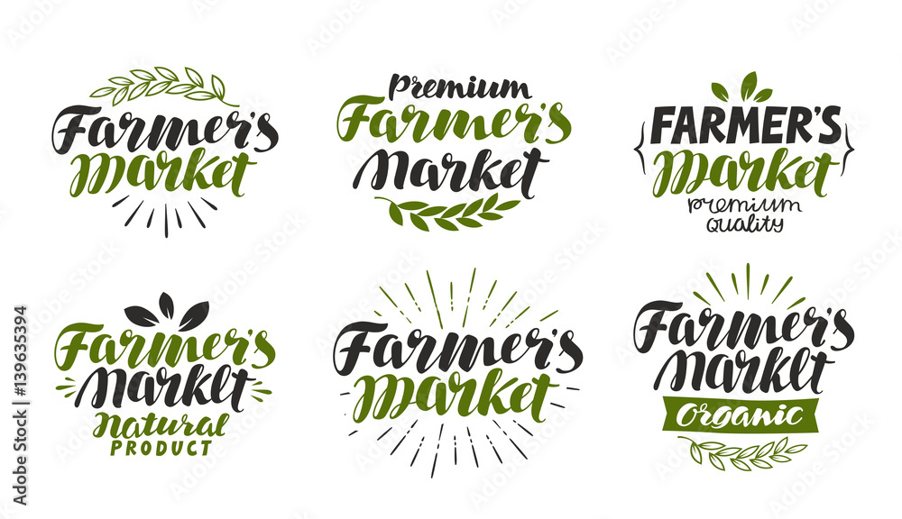 Farmer's market, label. Farm, agriculture, natural or organic product ...
