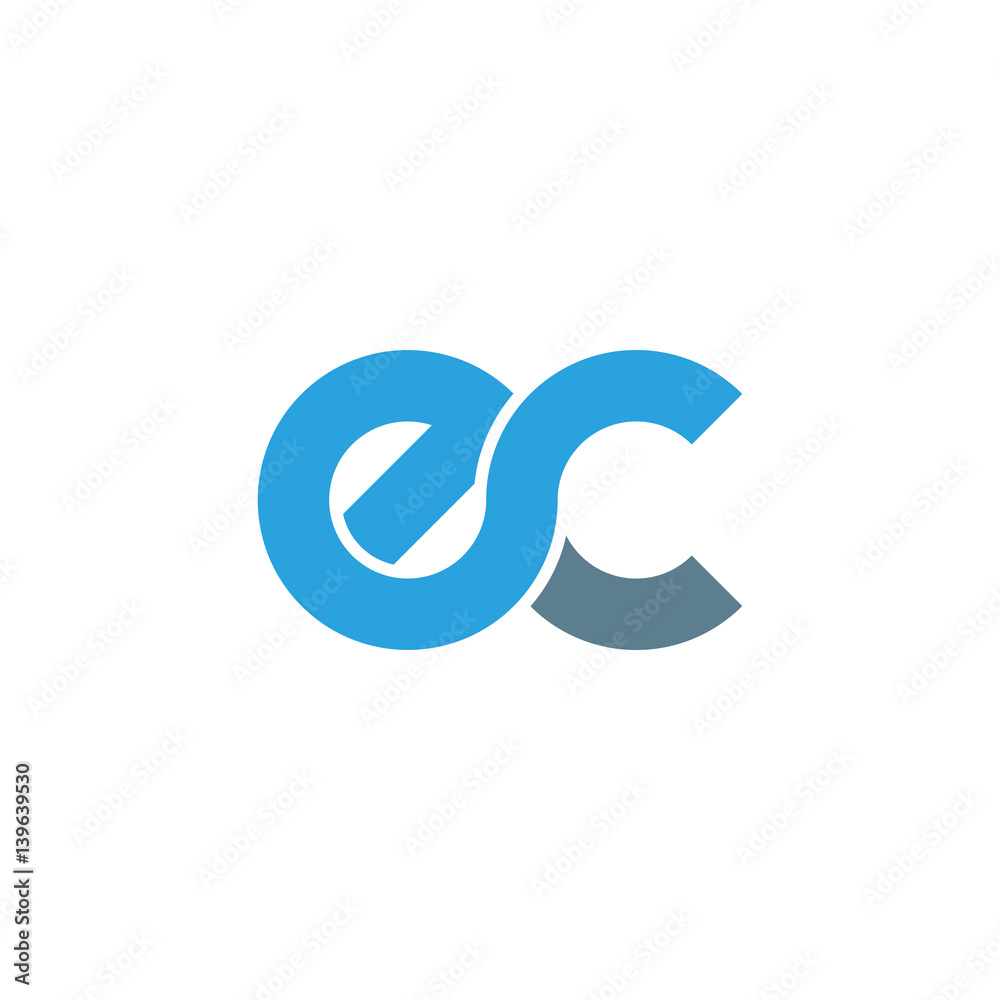 Initial letter ec modern linked circle round lowercase logo blue gray ...