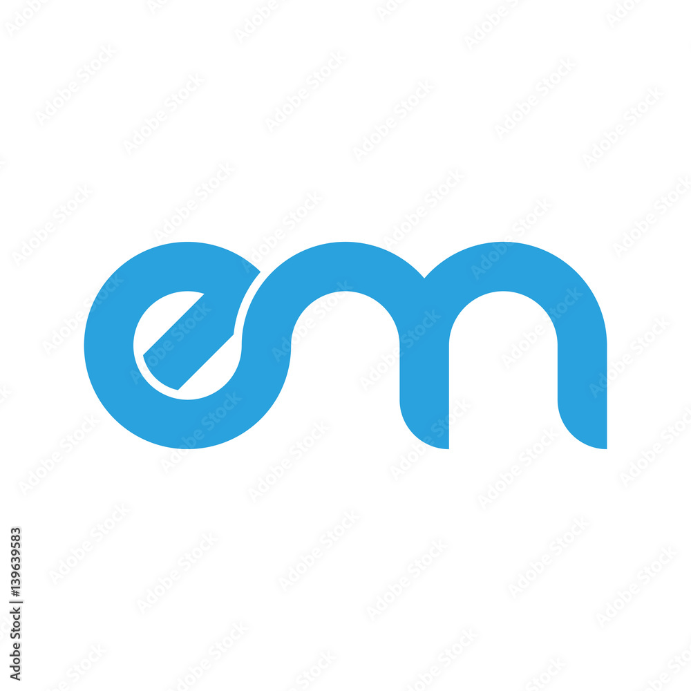 Initial letter em modern linked circle round lowercase logo blue Stock ...
