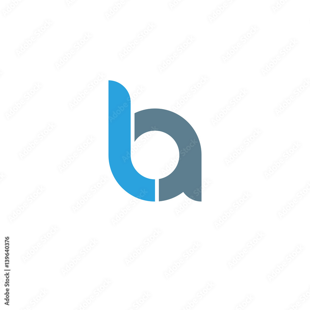 Initial letter la modern linked circle round lowercase logo blue gray ...