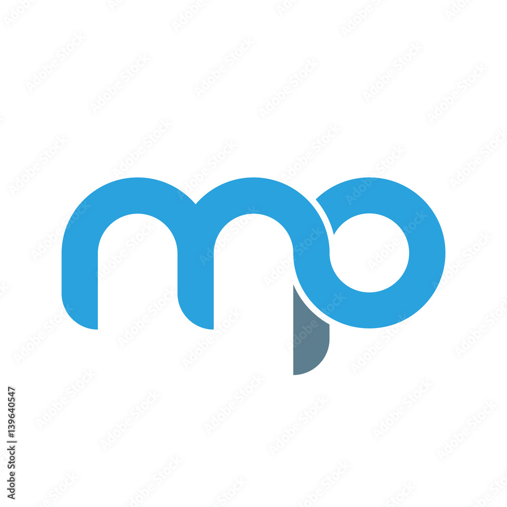 Initial letter mp modern linked circle round lowercase logo blue gray ...