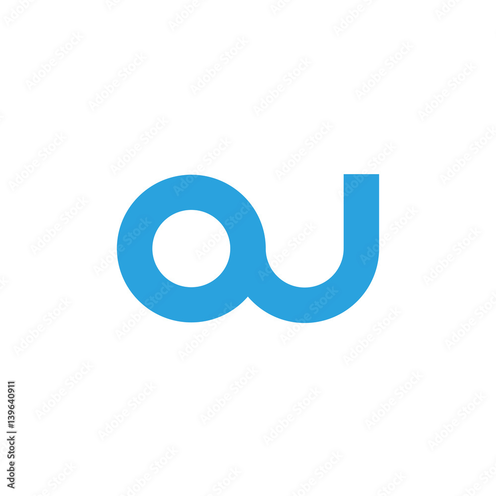 Initial letter ou modern linked circle round lowercase logo blue Stock ...