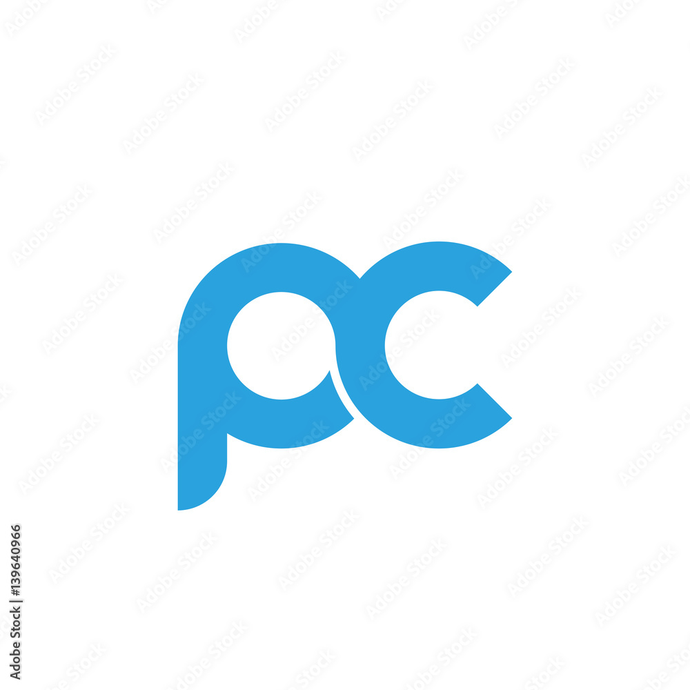 Initial letter pc modern linked circle round lowercase logo blue Stock ...