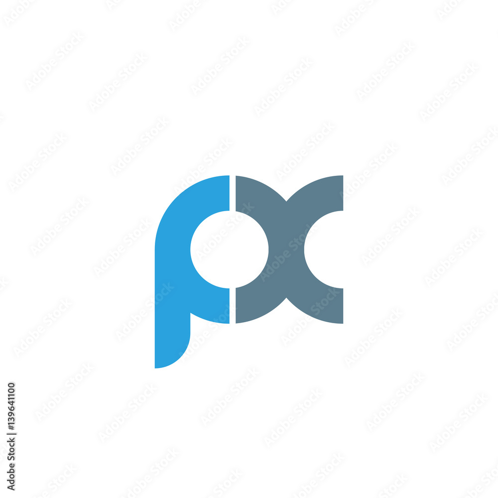 Initial letter px modern linked circle round lowercase logo blue gray ...