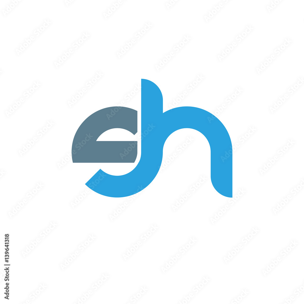 Initial letter sh modern linked circle round lowercase logo blue gray ...
