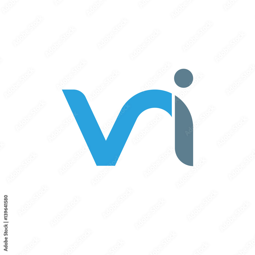 Initial letter vi modern linked circle round lowercase logo blue gray ...