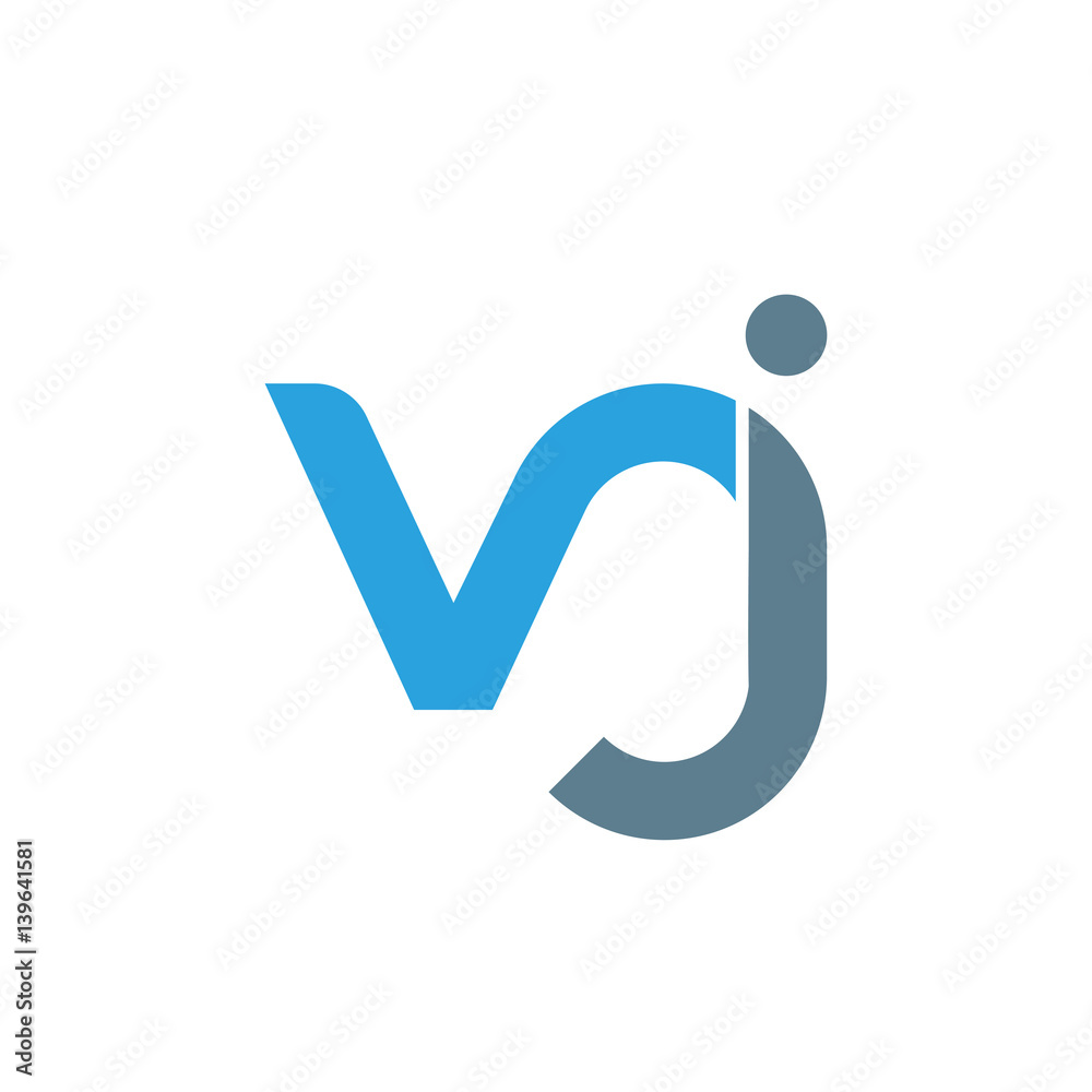 Initial letter vj modern linked circle round lowercase logo blue gray ...