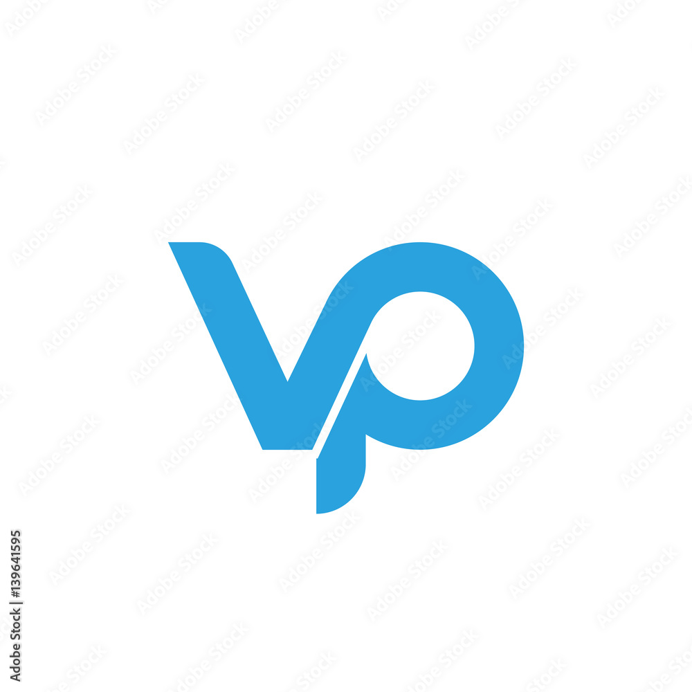 Initial letter vp modern linked circle round lowercase logo blue gray ...