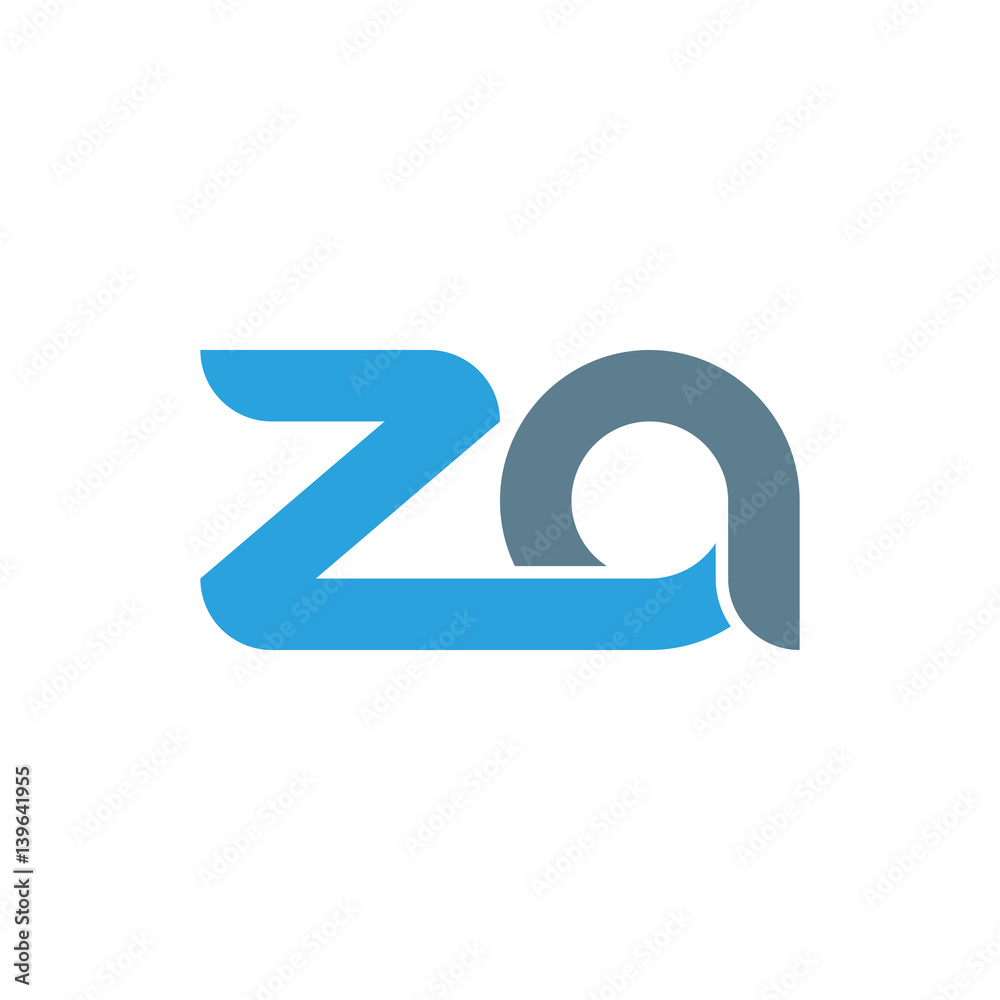 Initial letter za modern linked circle round lowercase logo blue gray ...
