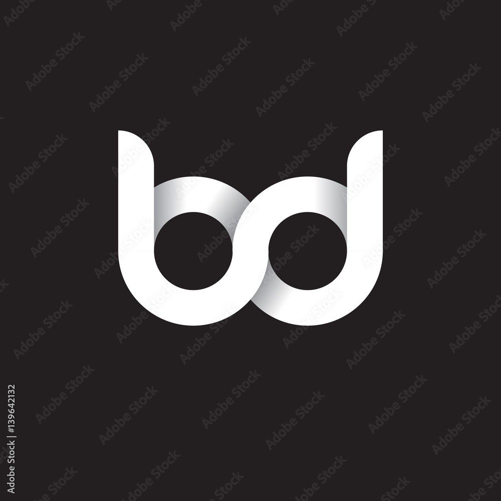 Initial lowercase letter bd, linked circle rounded logo with shadow ...