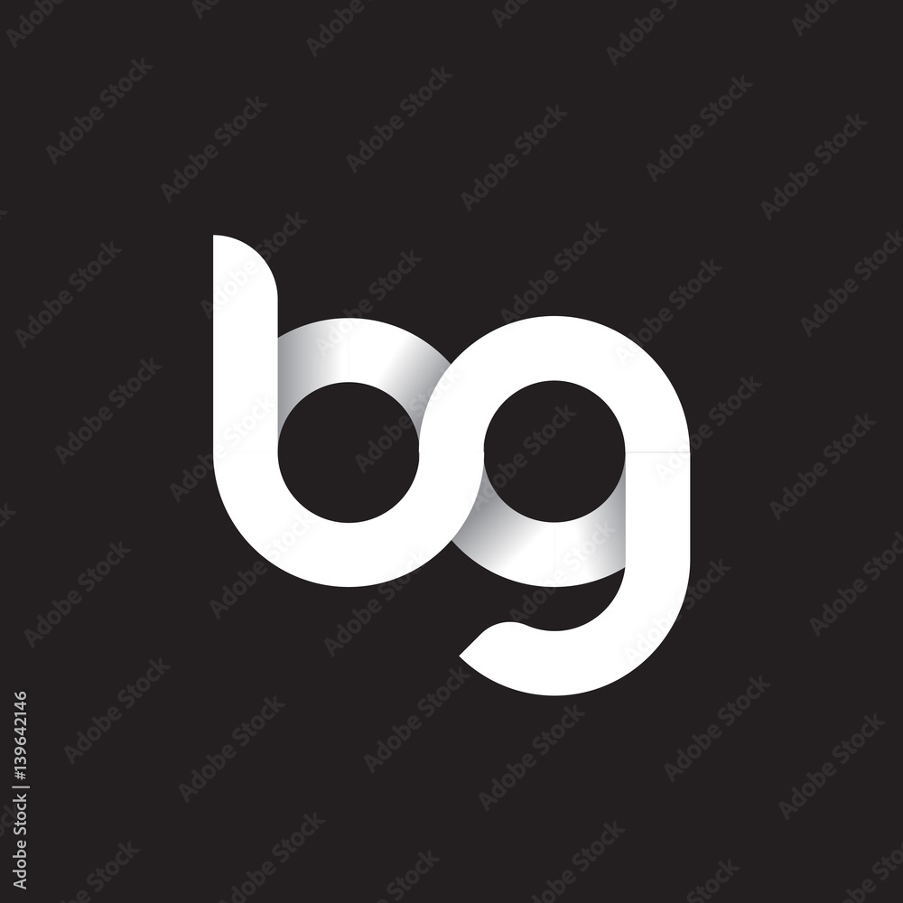 Initial lowercase letter bg, linked circle rounded logo with shadow ...