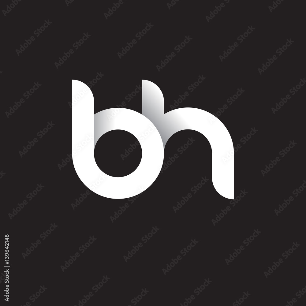 Initial lowercase letter bh, linked circle rounded logo with shadow ...