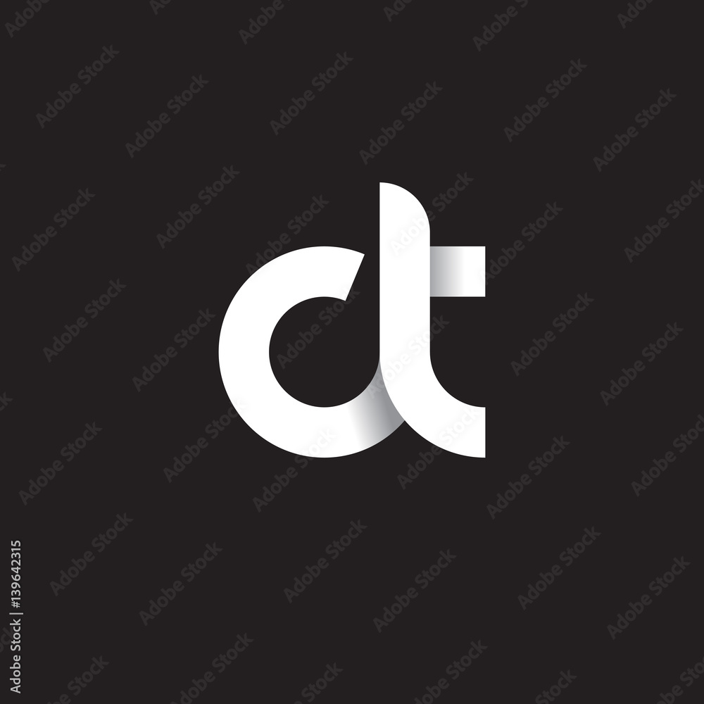 Initial lowercase letter ct, linked circle rounded logo with shadow ...