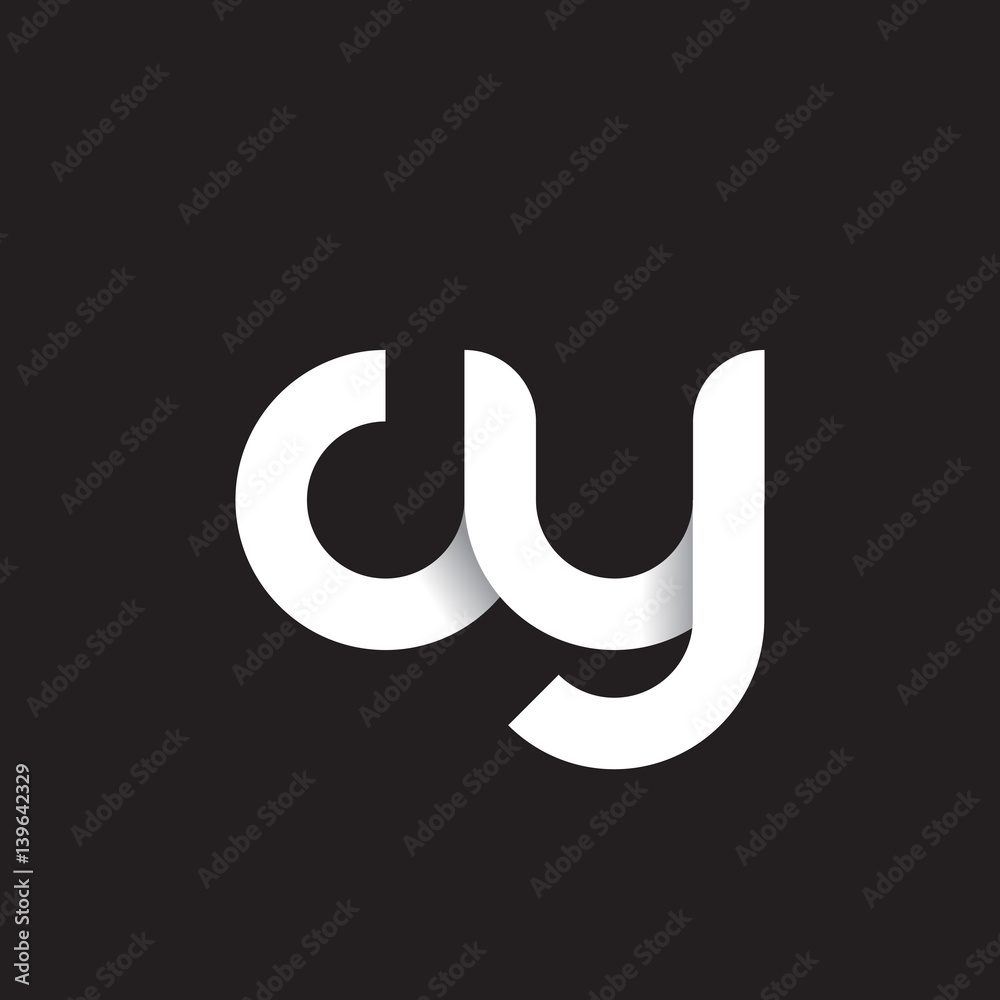Initial lowercase letter cy, linked circle rounded logo with shadow ...