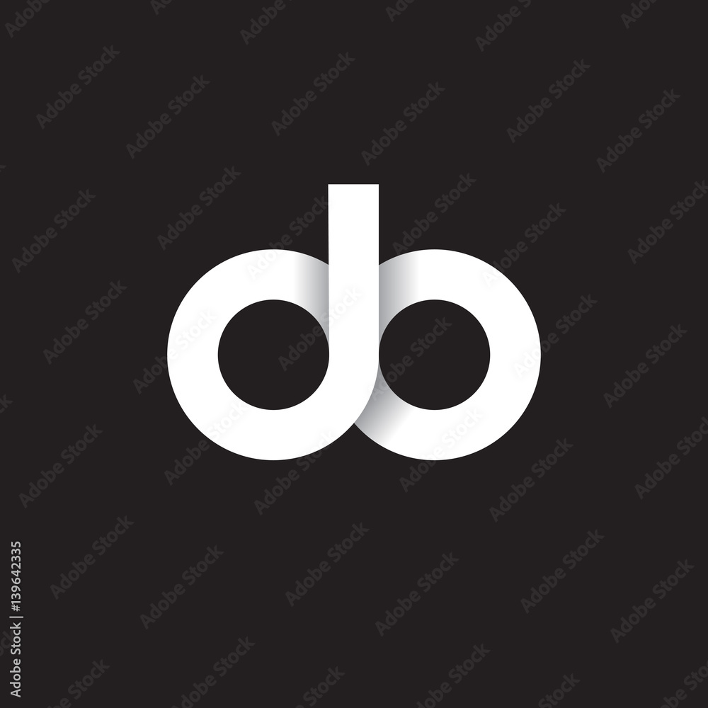 Initial lowercase letter db, linked circle rounded logo with shadow ...