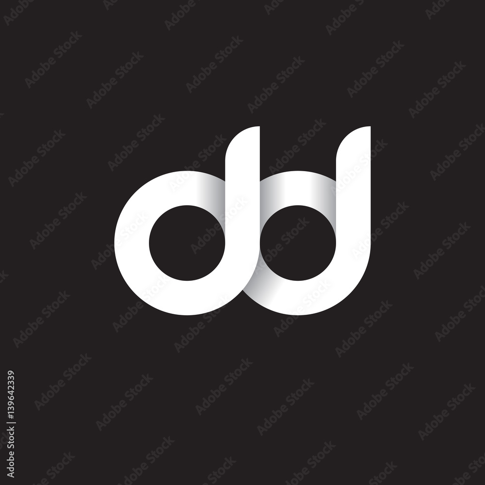 Initial lowercase letter dd, linked circle rounded logo with shadow ...