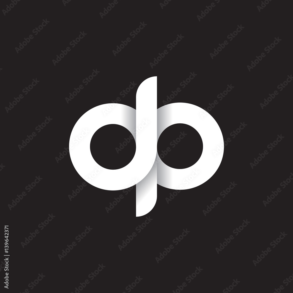 Initial lowercase letter dp, linked circle rounded logo with shadow ...