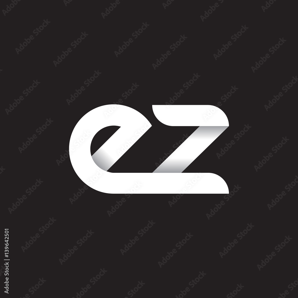 Initial lowercase letter ez, linked circle rounded logo with shadow ...