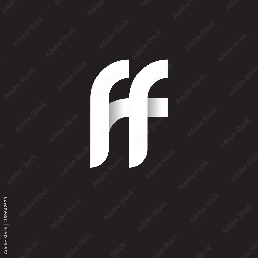 Initial lowercase letter ff, linked circle rounded logo with shadow ...