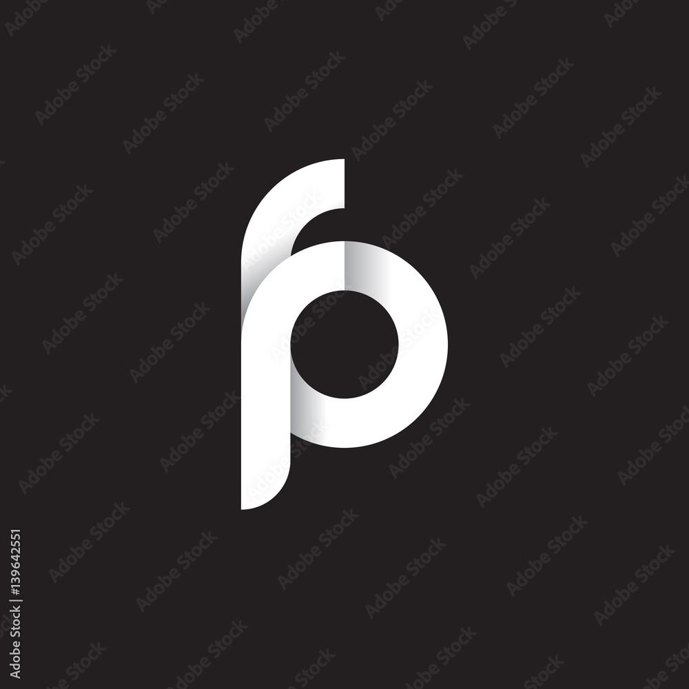 Initial lowercase letter fp, linked circle rounded logo with shadow ...