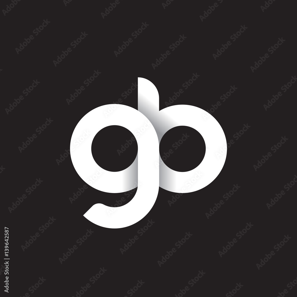 Initial lowercase letter gb, linked circle rounded logo with shadow ...