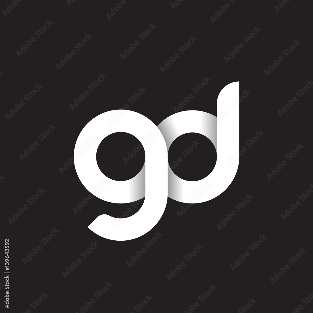 Initial lowercase letter gd, linked circle rounded logo with shadow ...