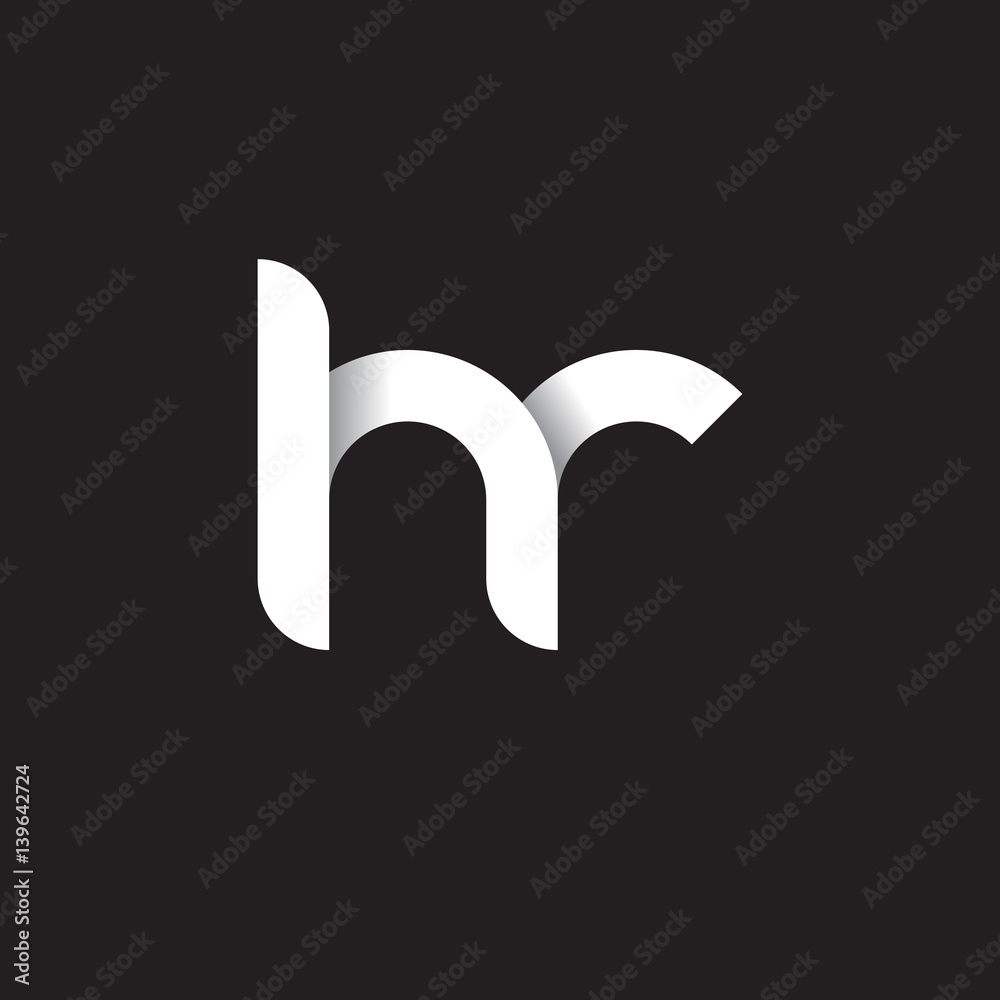 Initial lowercase letter hr, linked circle rounded logo with shadow ...