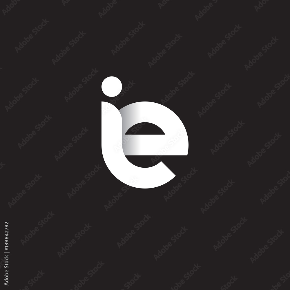 Initial lowercase letter ie, linked circle rounded logo with shadow ...