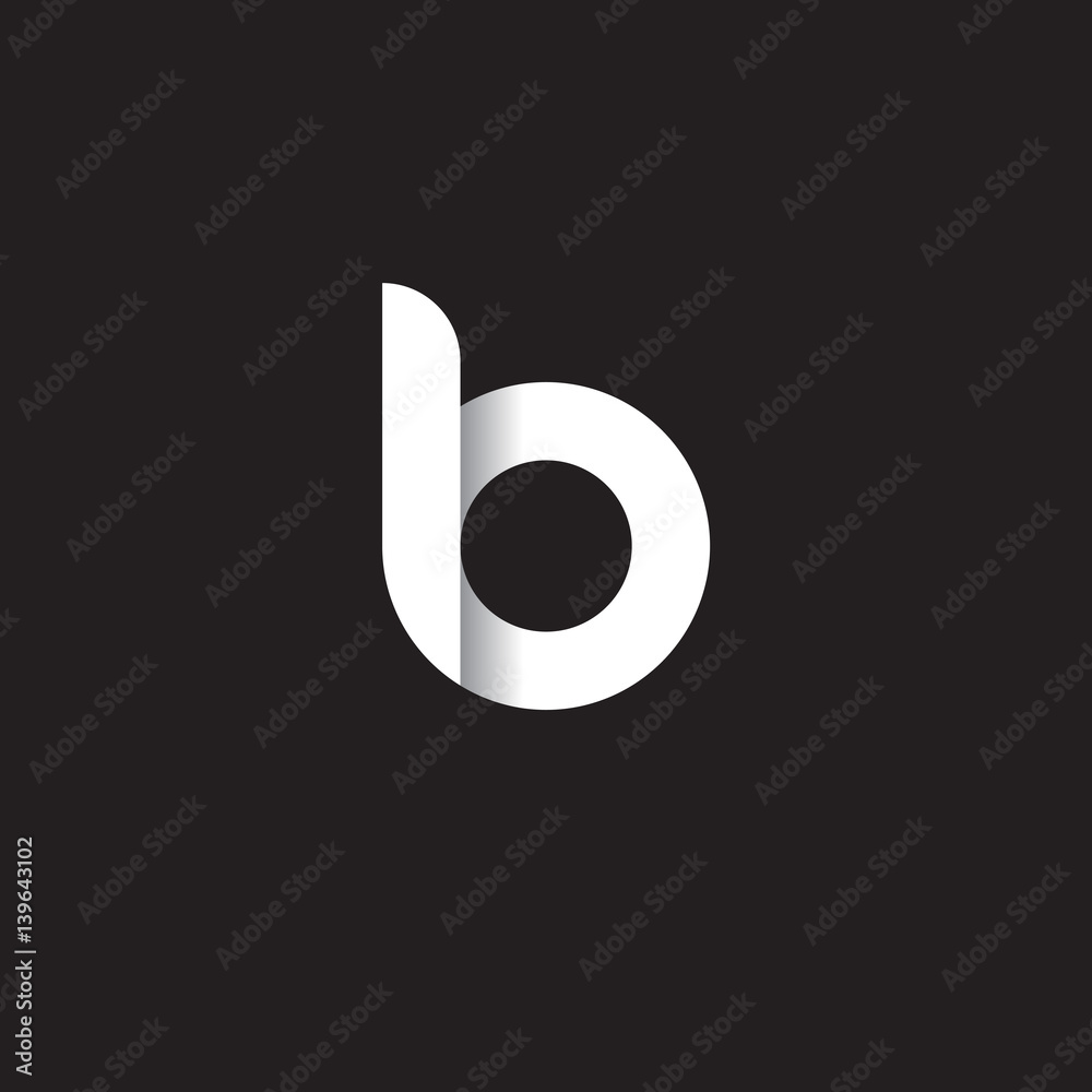Initial lowercase letter lb, linked circle rounded logo with shadow ...