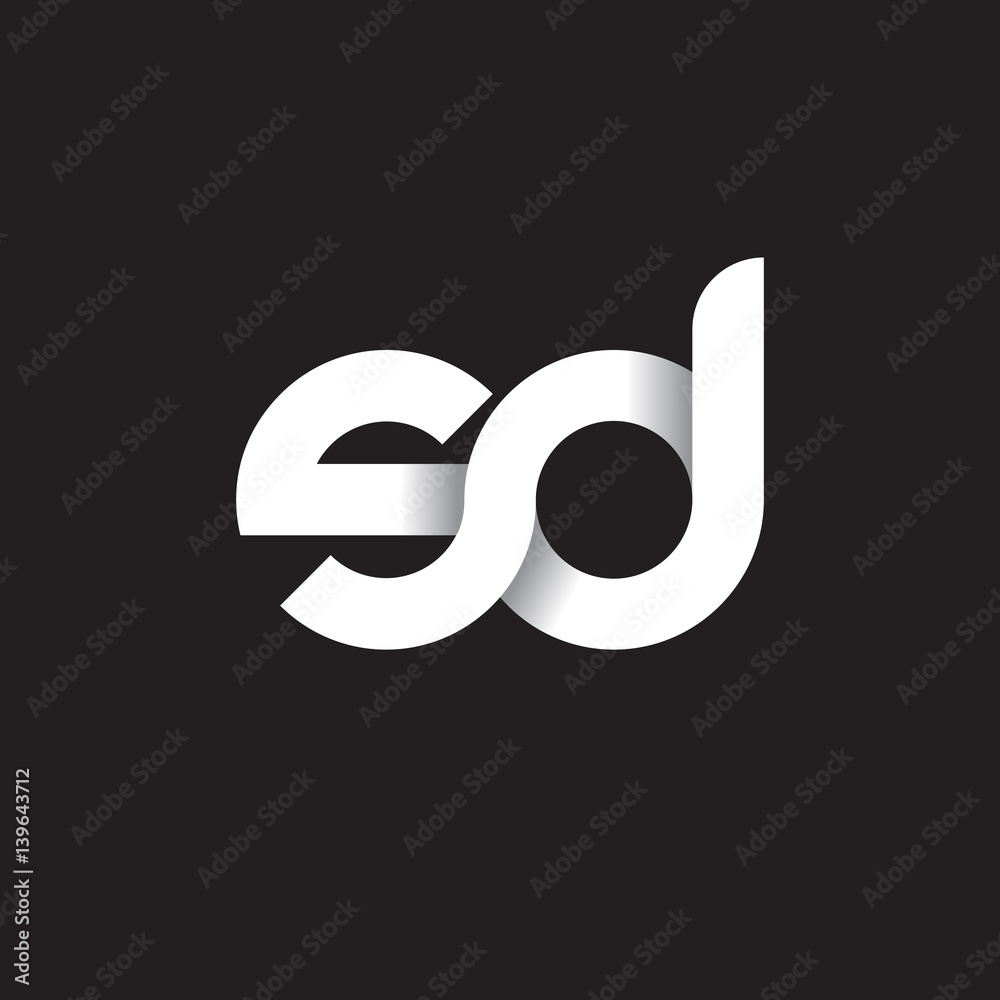 Initial lowercase letter sd, linked circle rounded logo with shadow ...