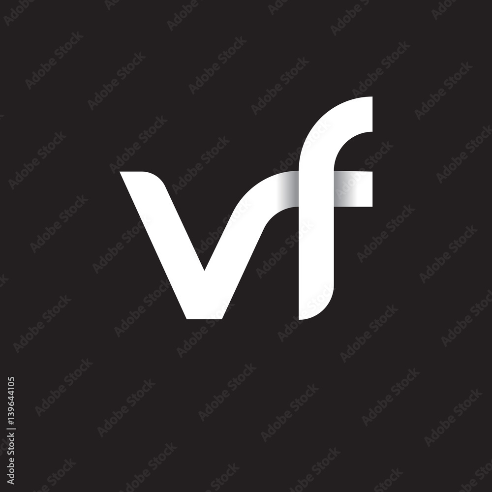 Initial lowercase letter vf, linked circle rounded logo with shadow ...