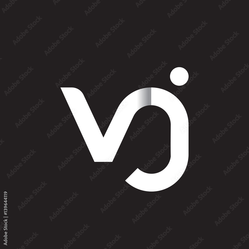 Initial lowercase letter vj, linked circle rounded logo with shadow ...