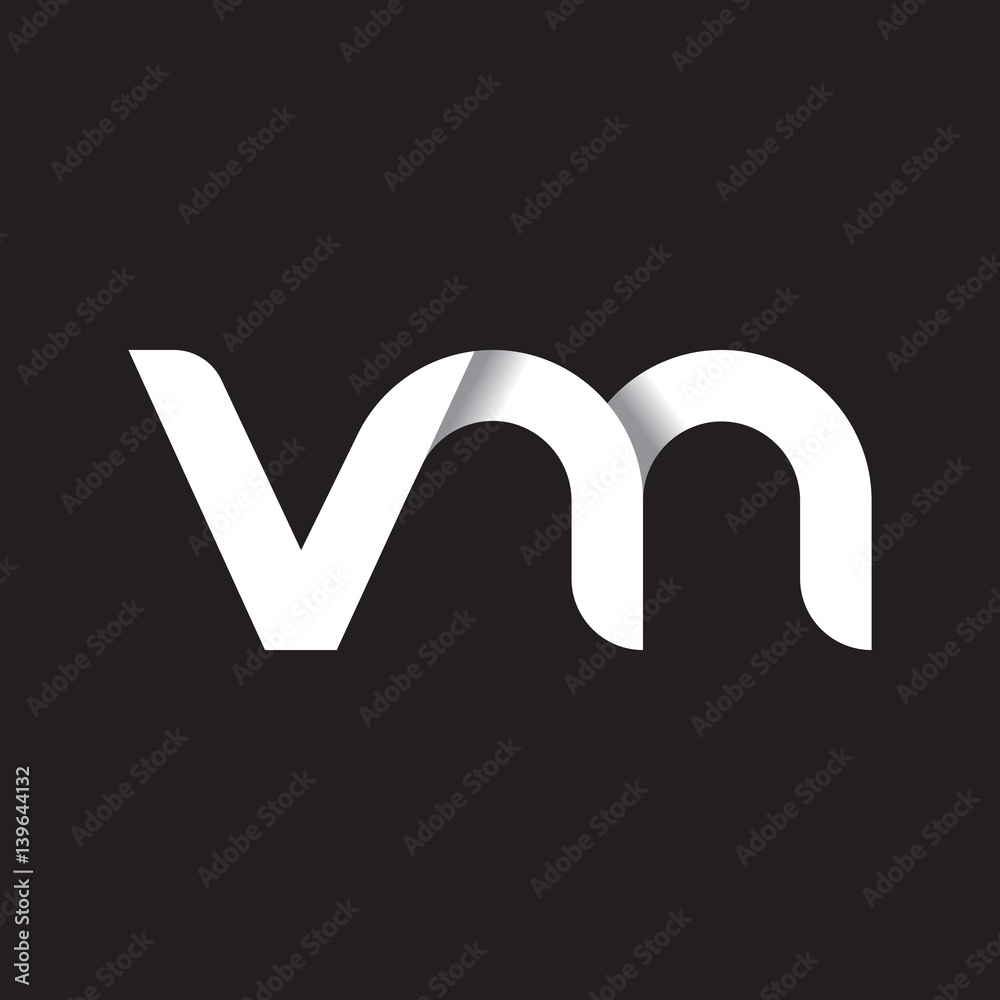 Initial lowercase letter vm, linked circle rounded logo with shadow ...