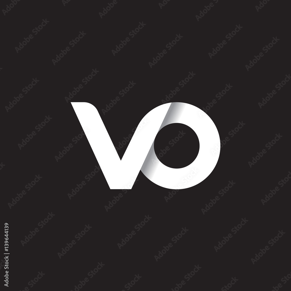 Initial lowercase letter vo, linked circle rounded logo with shadow ...