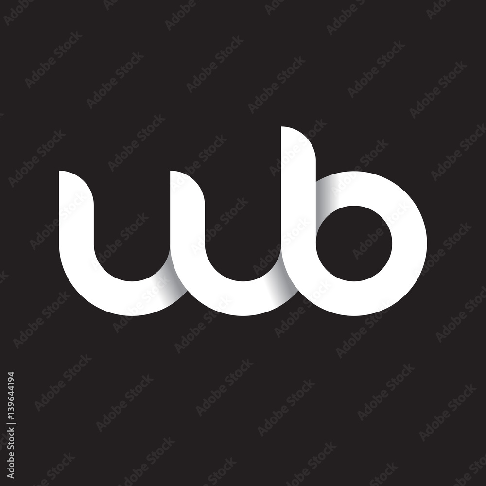 Initial lowercase letter wb, linked circle rounded logo with shadow ...