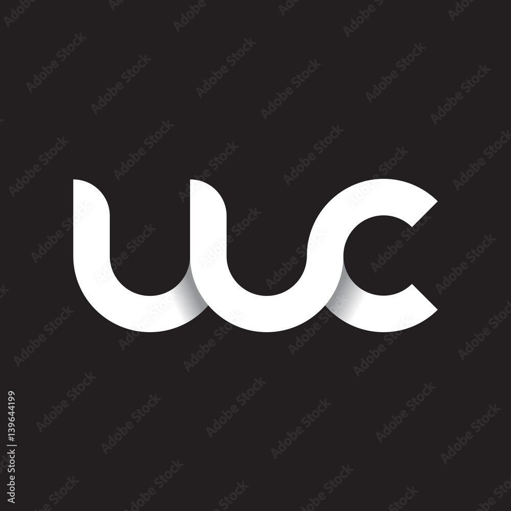 Initial lowercase letter wc, linked circle rounded logo with shadow ...