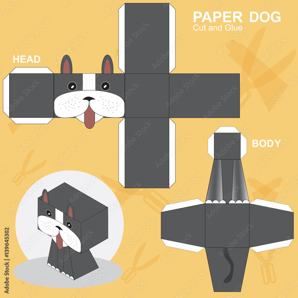 Dog paper craft template Stock Vector | Adobe Stock