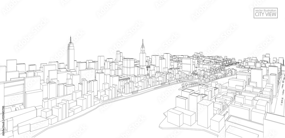 Cityscape Sketch, Vector Sketch. Architecture - Illustration Stock ...