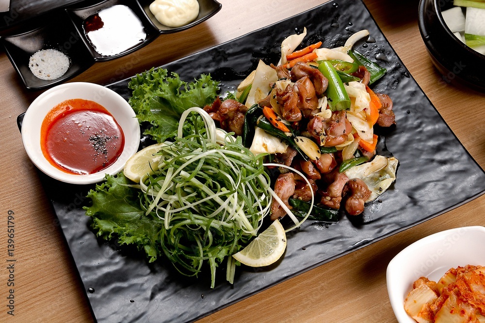 dak ddong jip is Stir-fried Chicken Gizzard Stock Photo | Adobe Stock