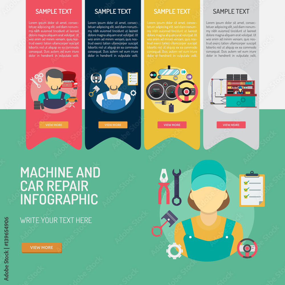 Infographic Mechanic and Car Repair Stock Vector | Adobe Stock