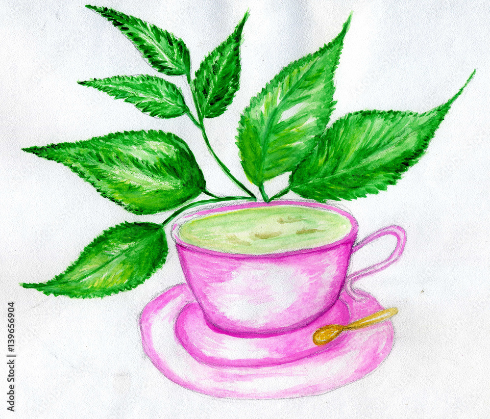 Green Tea Art Stock Illustration | Adobe Stock