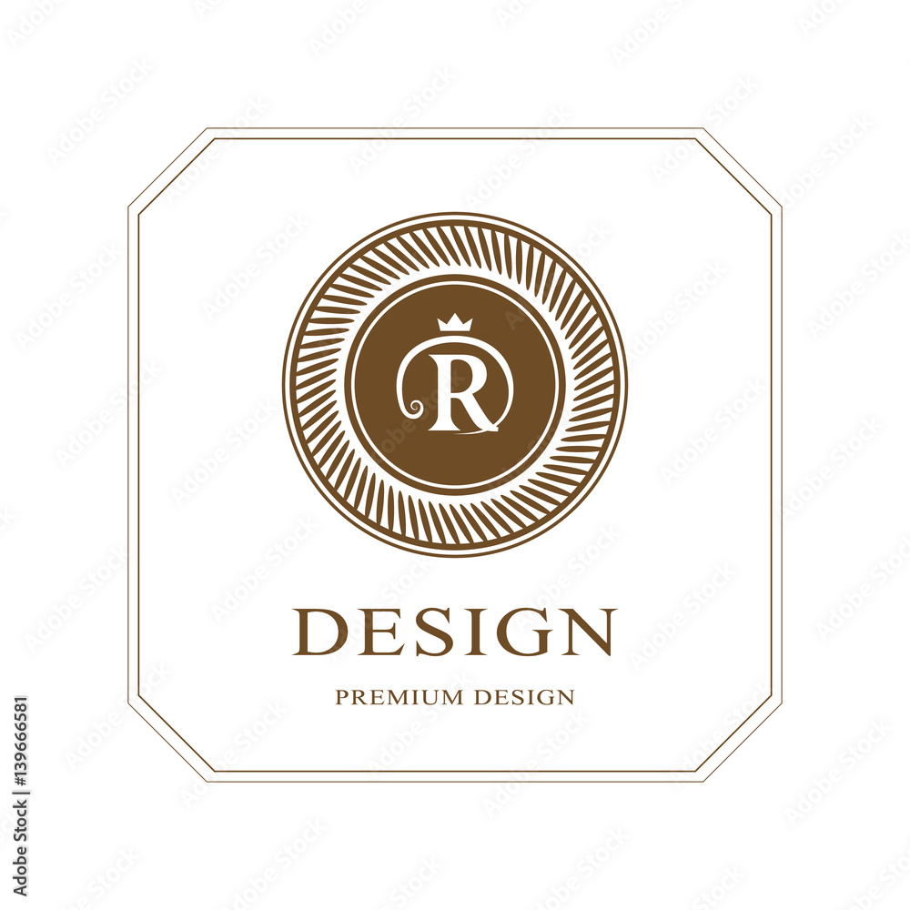 Abstract Monogram round template. Modern elegant luxury logo design ...