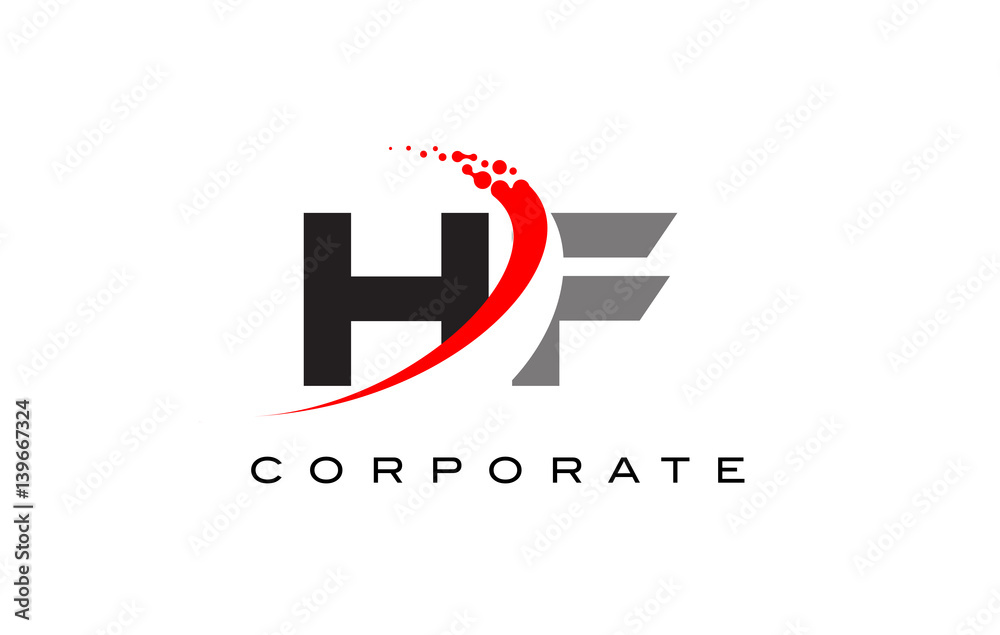 HF Modern Letter Logo Design with Swoosh Stock Vector | Adobe Stock