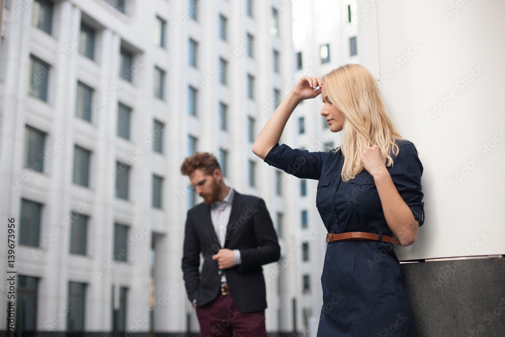 Conflict between man and woman. Angry boyfriend and sad girlfriend ...