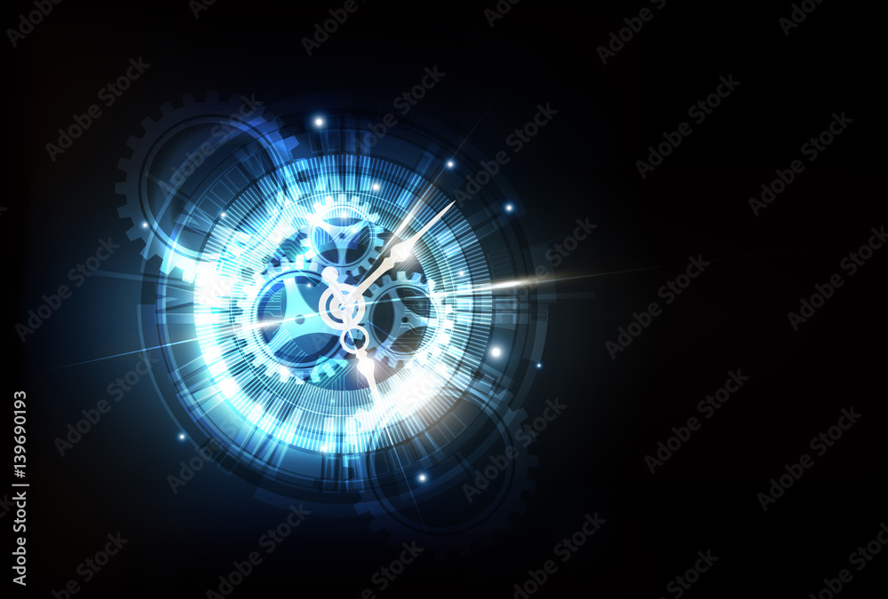 Abstract Futuristic Technology Background with Clock concept and Time ...