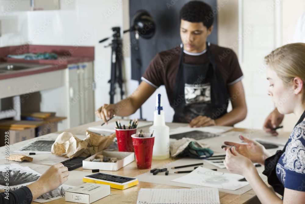 Students drawing in art class Stock Photo | Adobe Stock