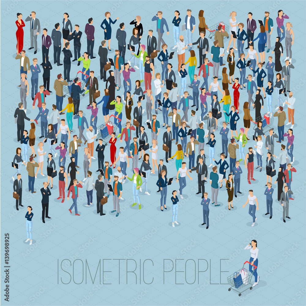 Isometric People crowd. Stock Vector | Adobe Stock