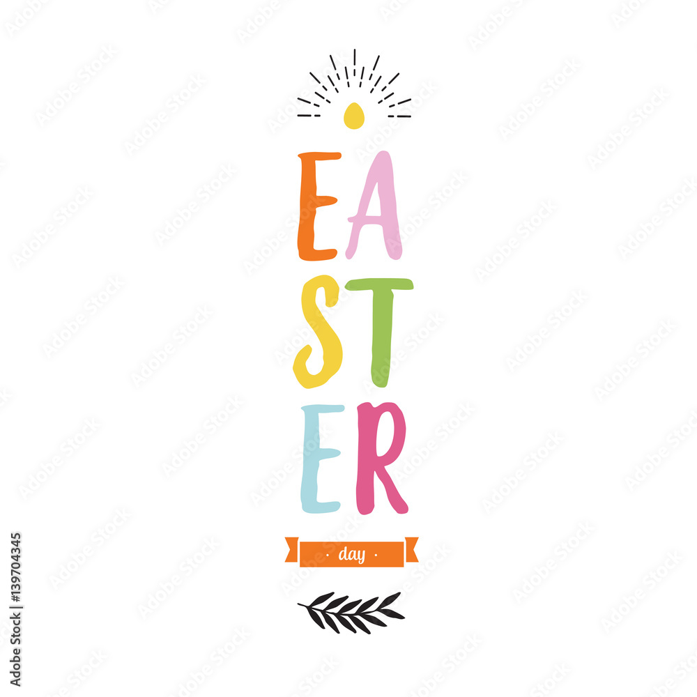 Vertical Easter Day Lettering Stock Vector | Adobe Stock