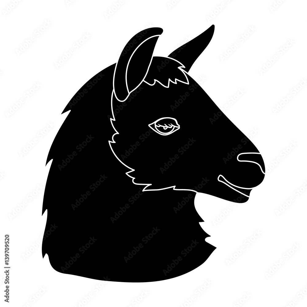 Lama icon in black style isolated on white background. Realistic ...